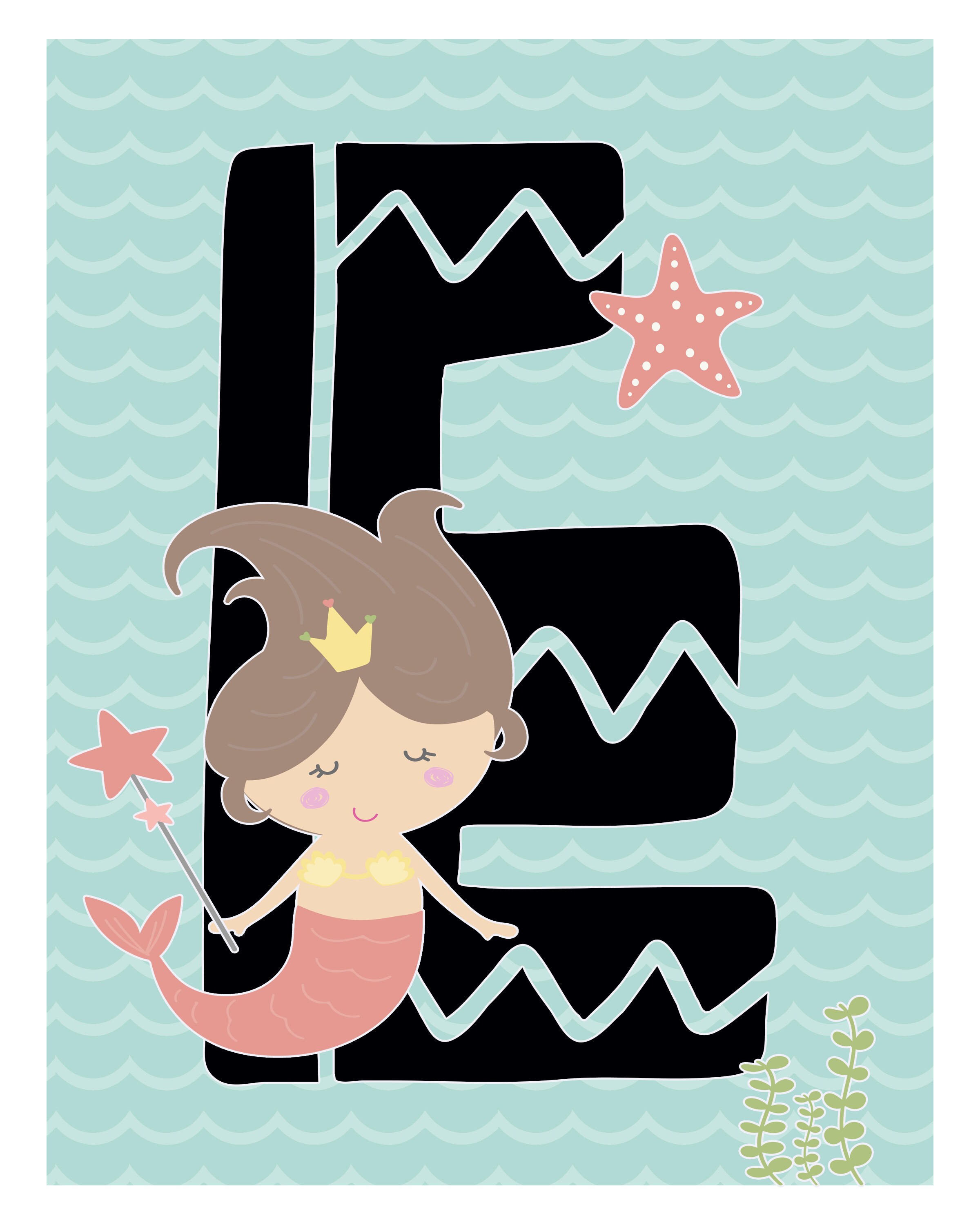Mermaid Jane Letter Art Prints Spell Out Your Baby's or - Etsy