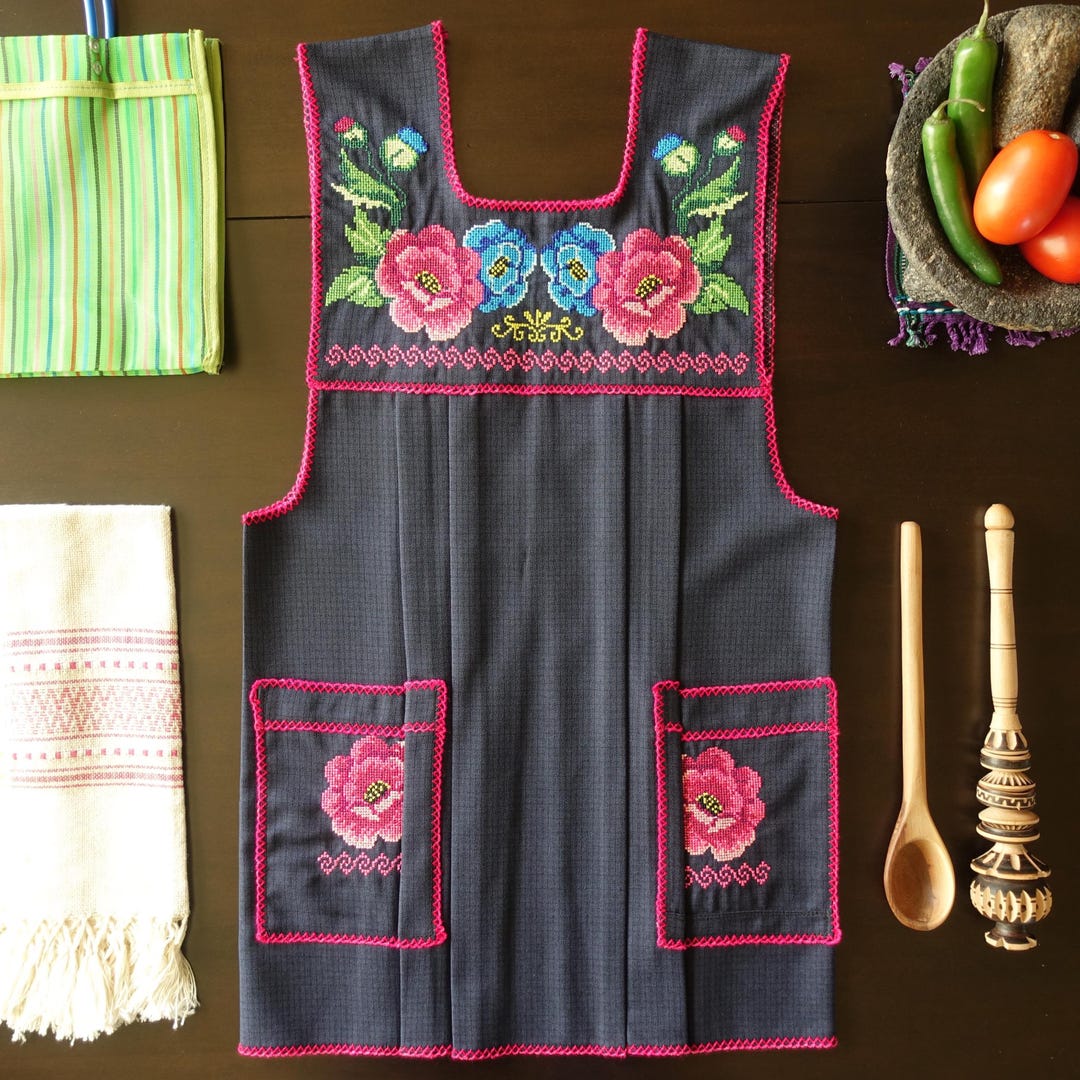 Mandil Mexicano Traditional Mexican Kitchen Apron Cooking Cleaning ...