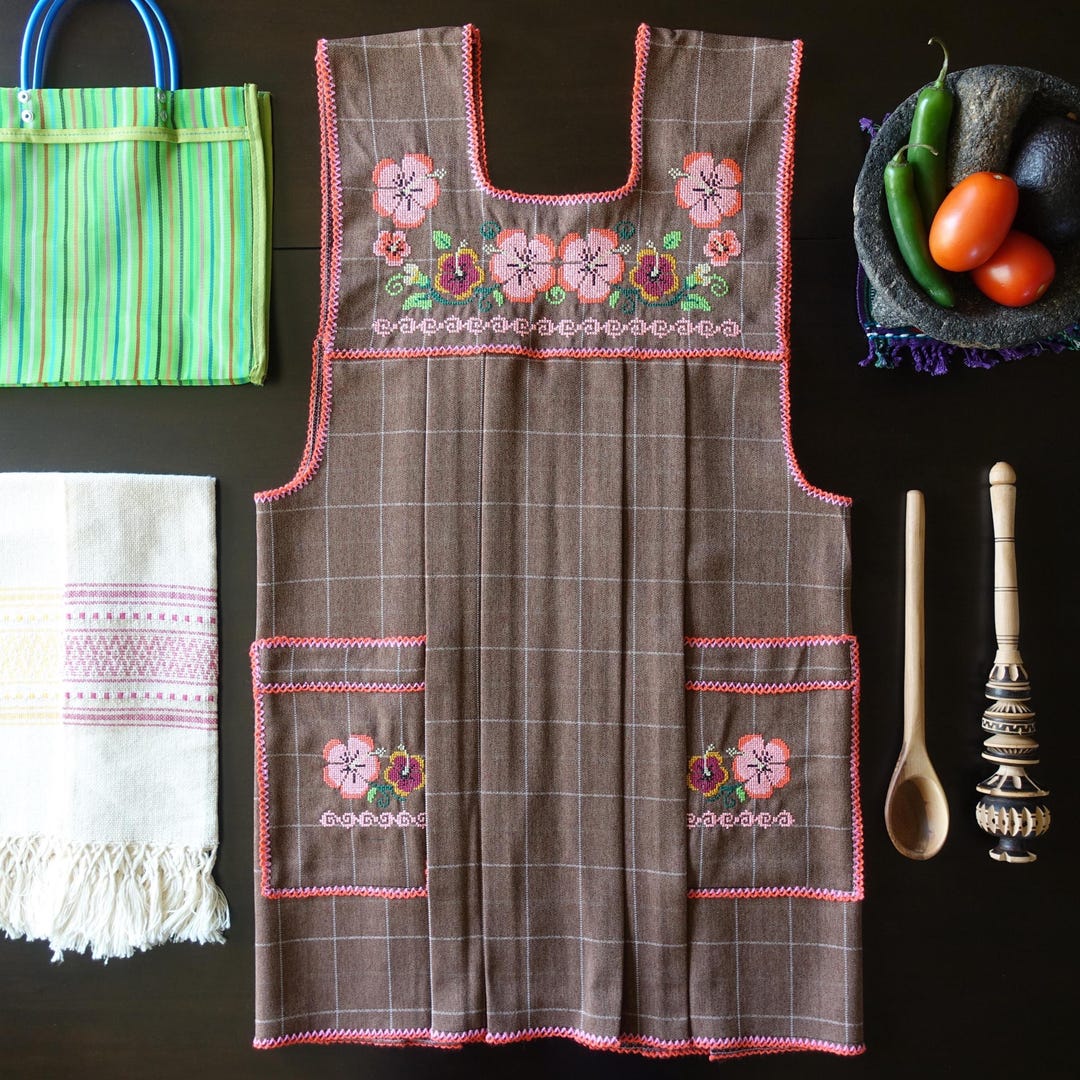 Mandil Mexicano Traditional Mexican Kitchen Apron Cooking Cleaning ...