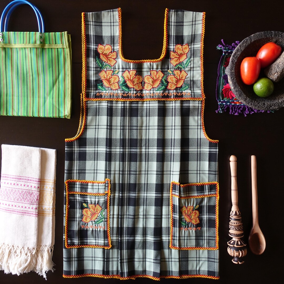 Mandil Mexicano Traditional Mexican Kitchen Apron Cooking Cleaning ...