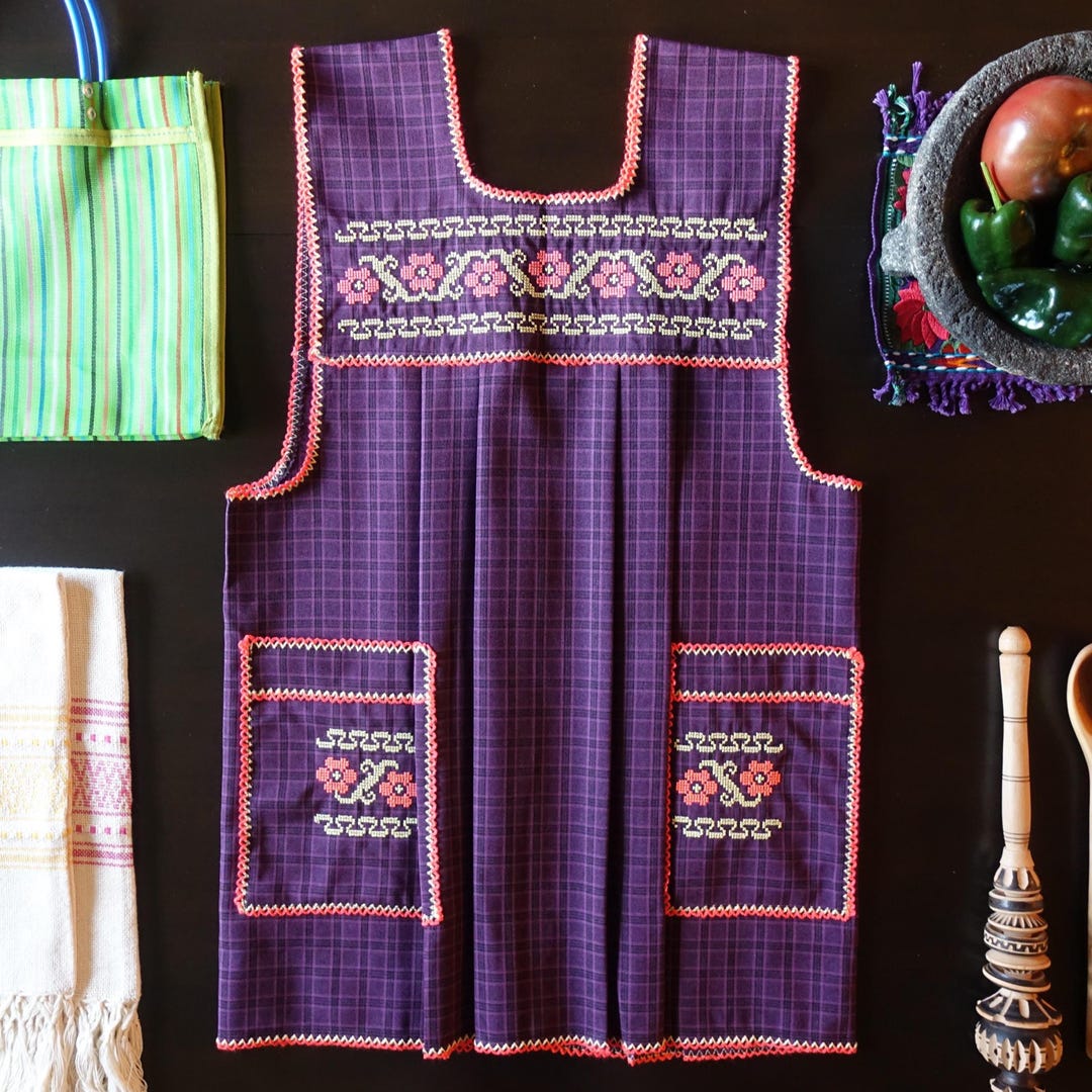 Mandil Mexicano Traditional Mexican Kitchen Apron Cooking Cleaning ...