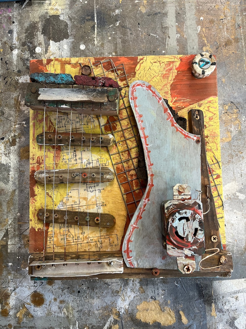 Hand-made Folk Art Abstract Guitar Section - Etsy