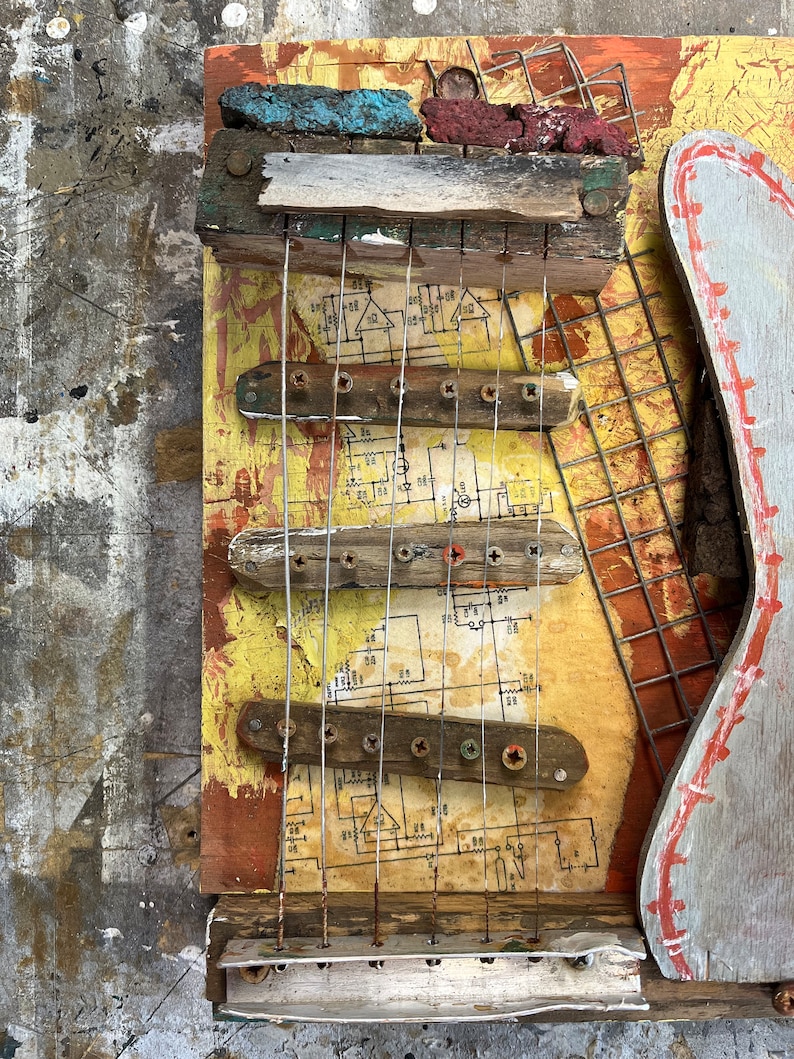Hand-made Folk Art Abstract Guitar Section - Etsy