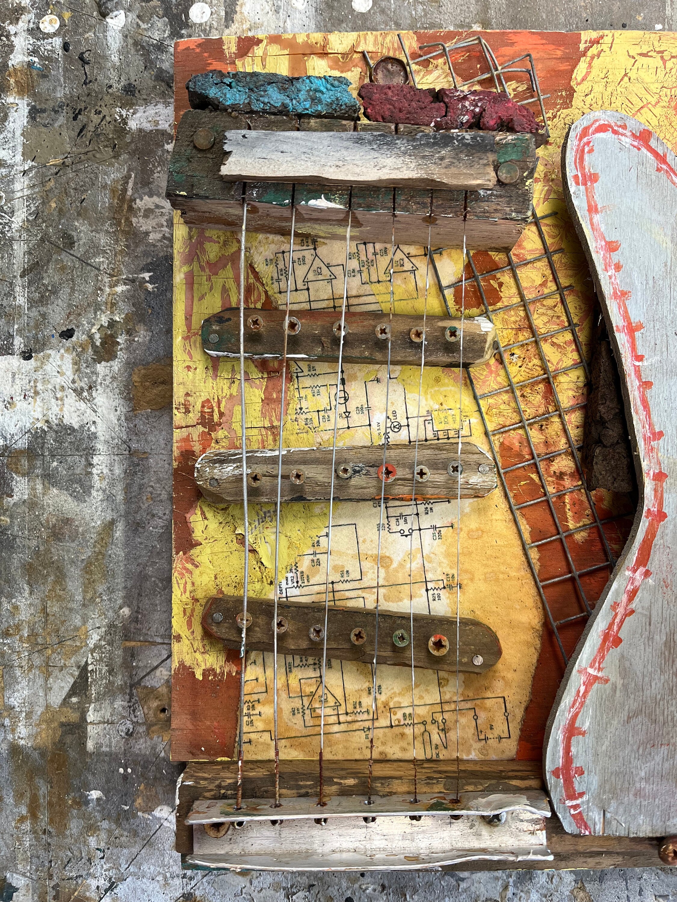 Hand-made Folk Art Abstract Guitar Section - Etsy