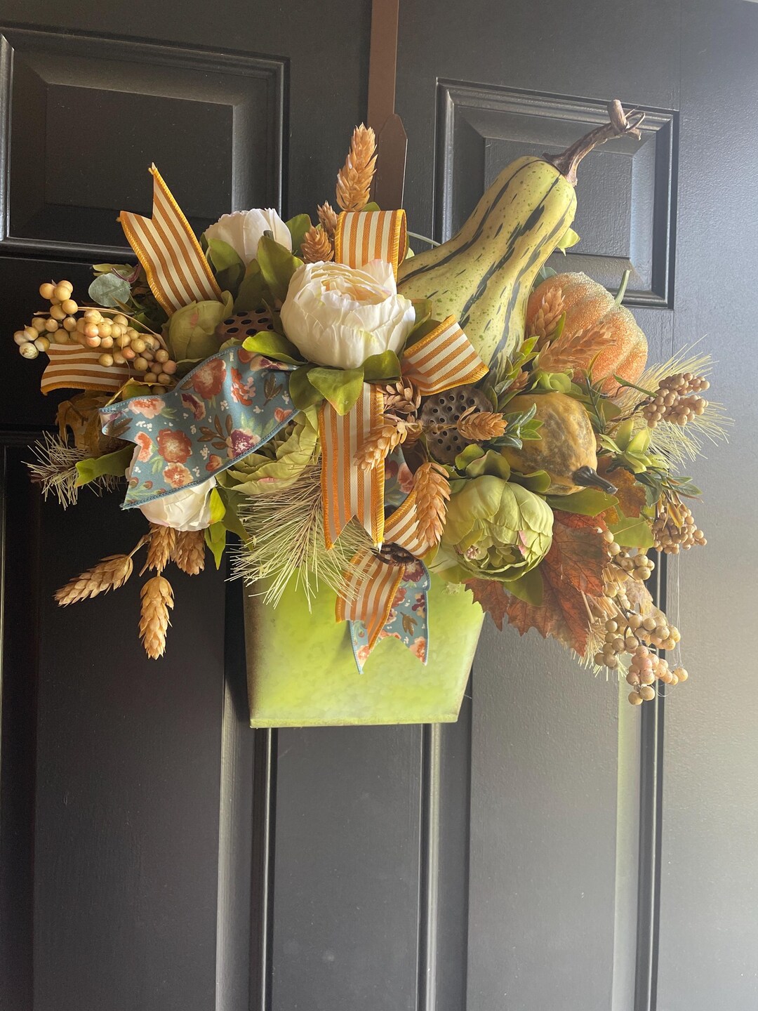 Fall Wall Pocket With Pumpkins and Gourds, Autumn Door Decor With ...