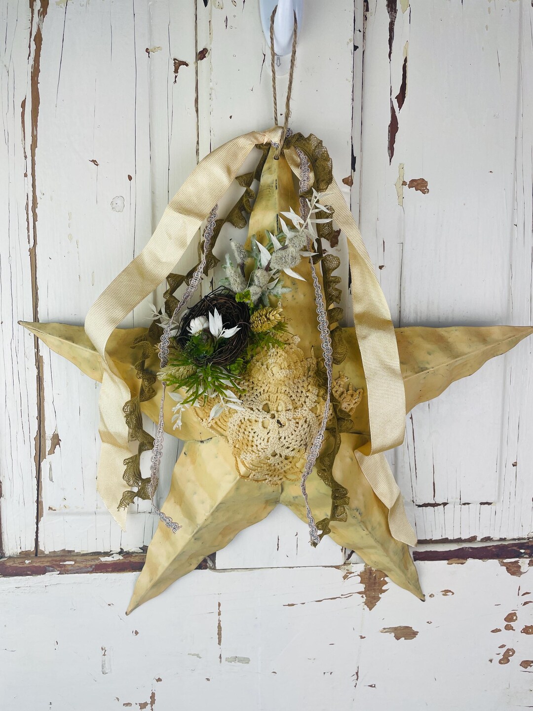 Star Wall Hanging , Primitive Home Decor, Shabby Chic Wall Decor ...