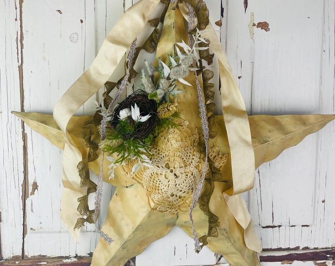 Star Wall Hanging , Primitive Home Decor, Shabby Chic Wall Decor ...