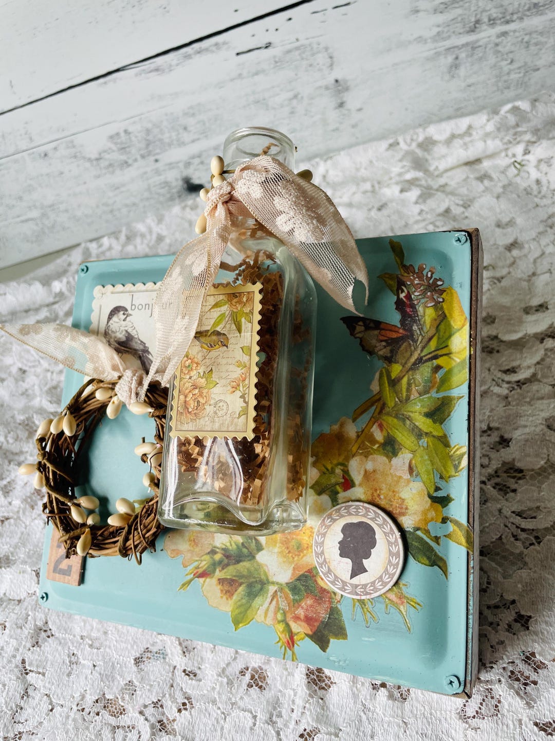 Nature Inspired Vintage Assemblage Art | Shadow Box Décor With Bottle ...