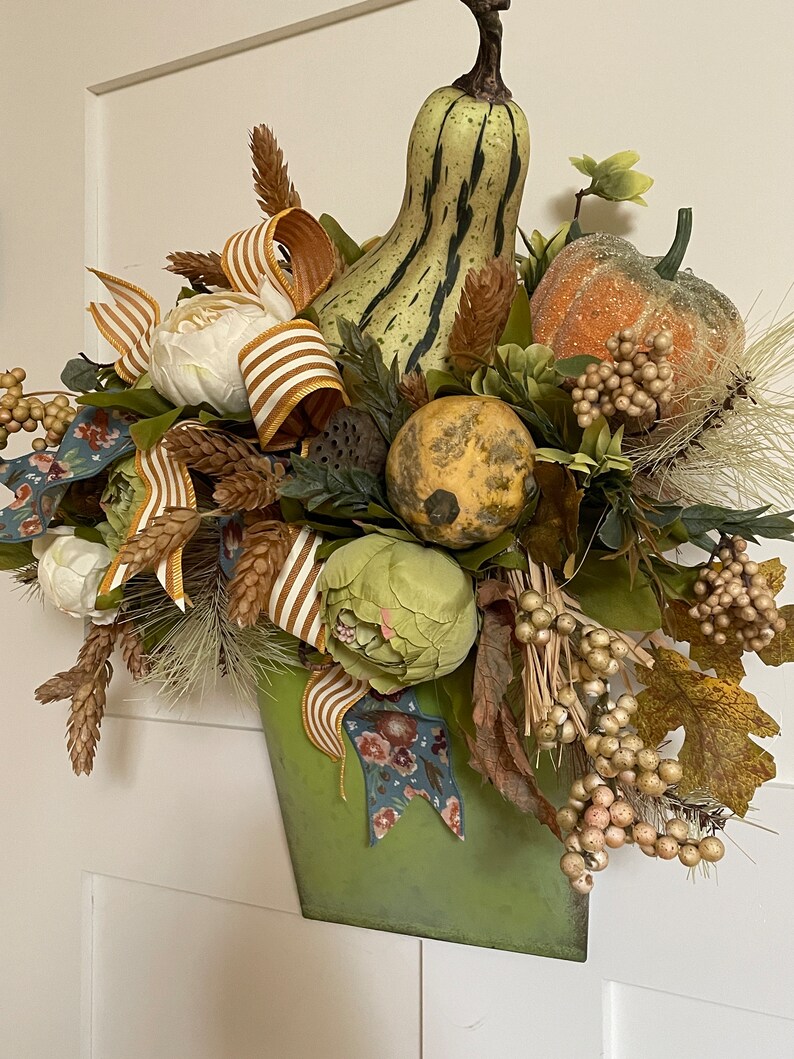 Fall Wall Pocket With Pumpkins and Gourds, Autumn Door Decor With ...