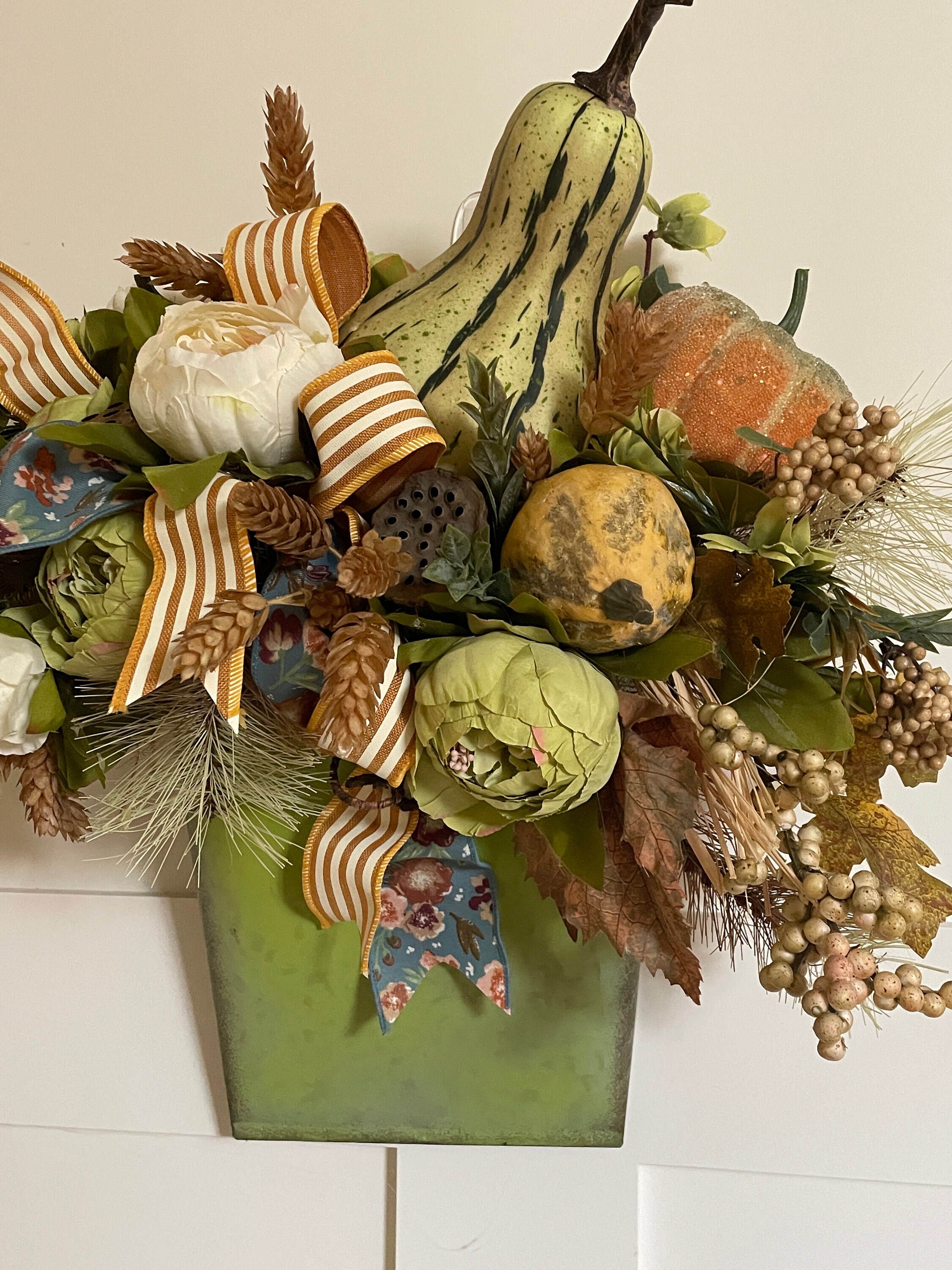 Fall Wall Pocket With Pumpkins and Gourds, Autumn Door Decor With ...