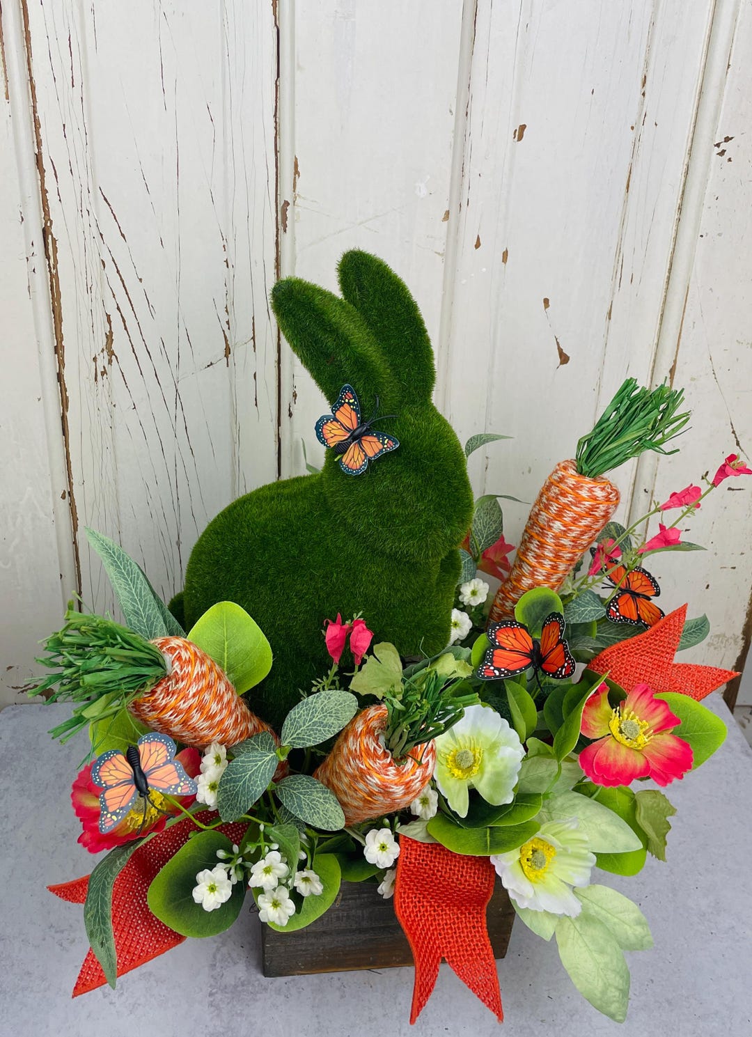 Cottagecore Bunny Centerpiece With Faux Carrots & Spring Flowers ...