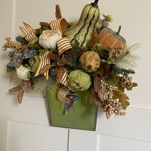 Fall Wall Pocket With Pumpkins and Gourds, Autumn Door Decor With ...