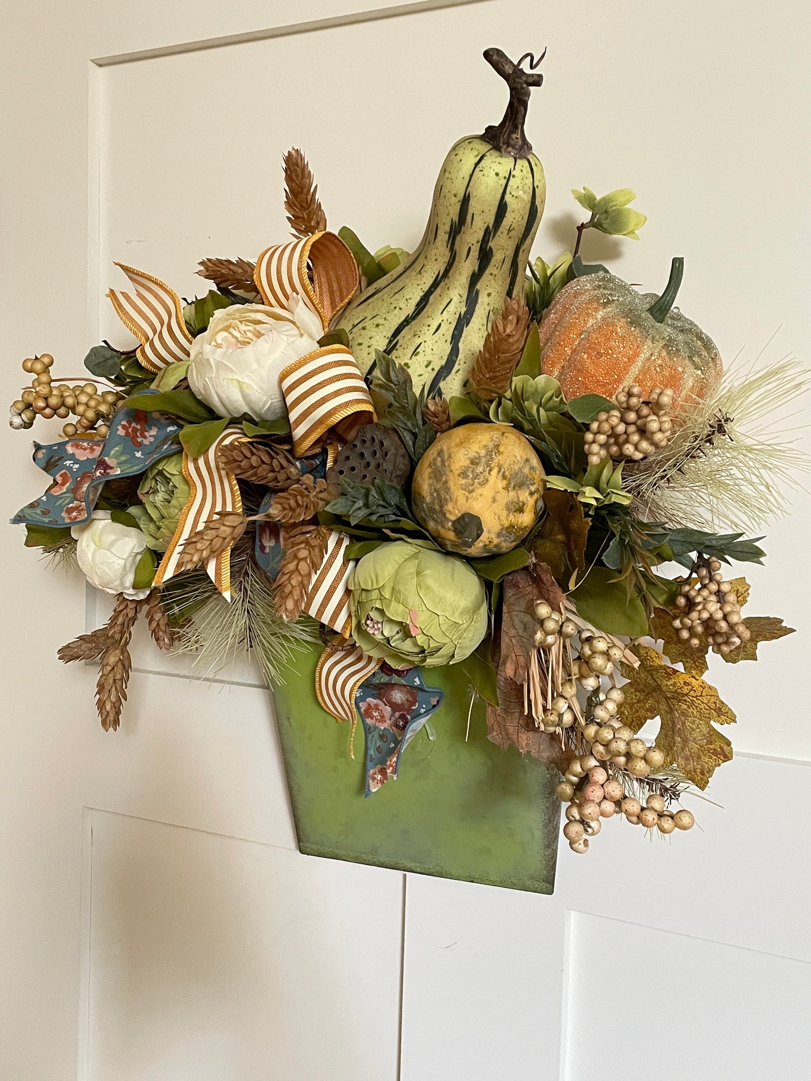 Fall Wall Pocket With Pumpkins and Gourds, Autumn Door Decor With ...