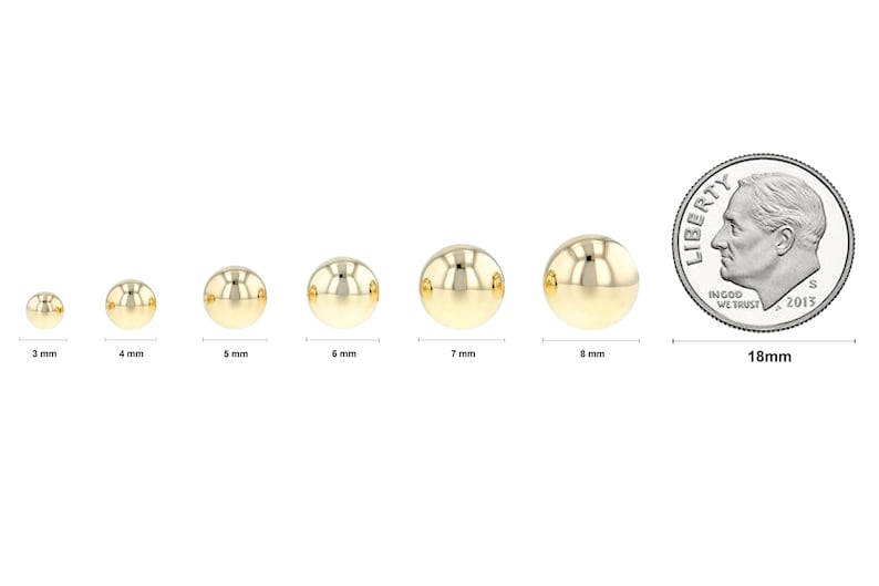 14K Gold Ball Earrings in White Yellow or Rose Gold 3.0mm - Etsy