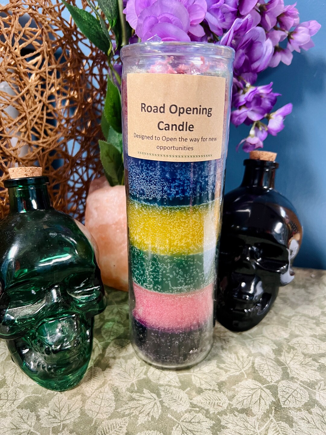 Fixed Multi Color Road Opener Manifestation Ritual Spell Candle, Abre ...