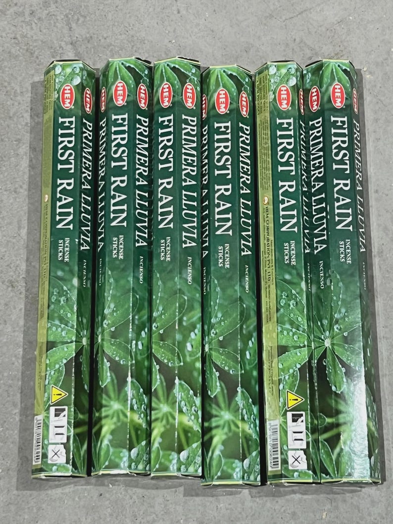 First Rain Incense Sticks | 6 Pack Bundle (120) | Hand-dipped Incense for Cleansing, Meditation ...