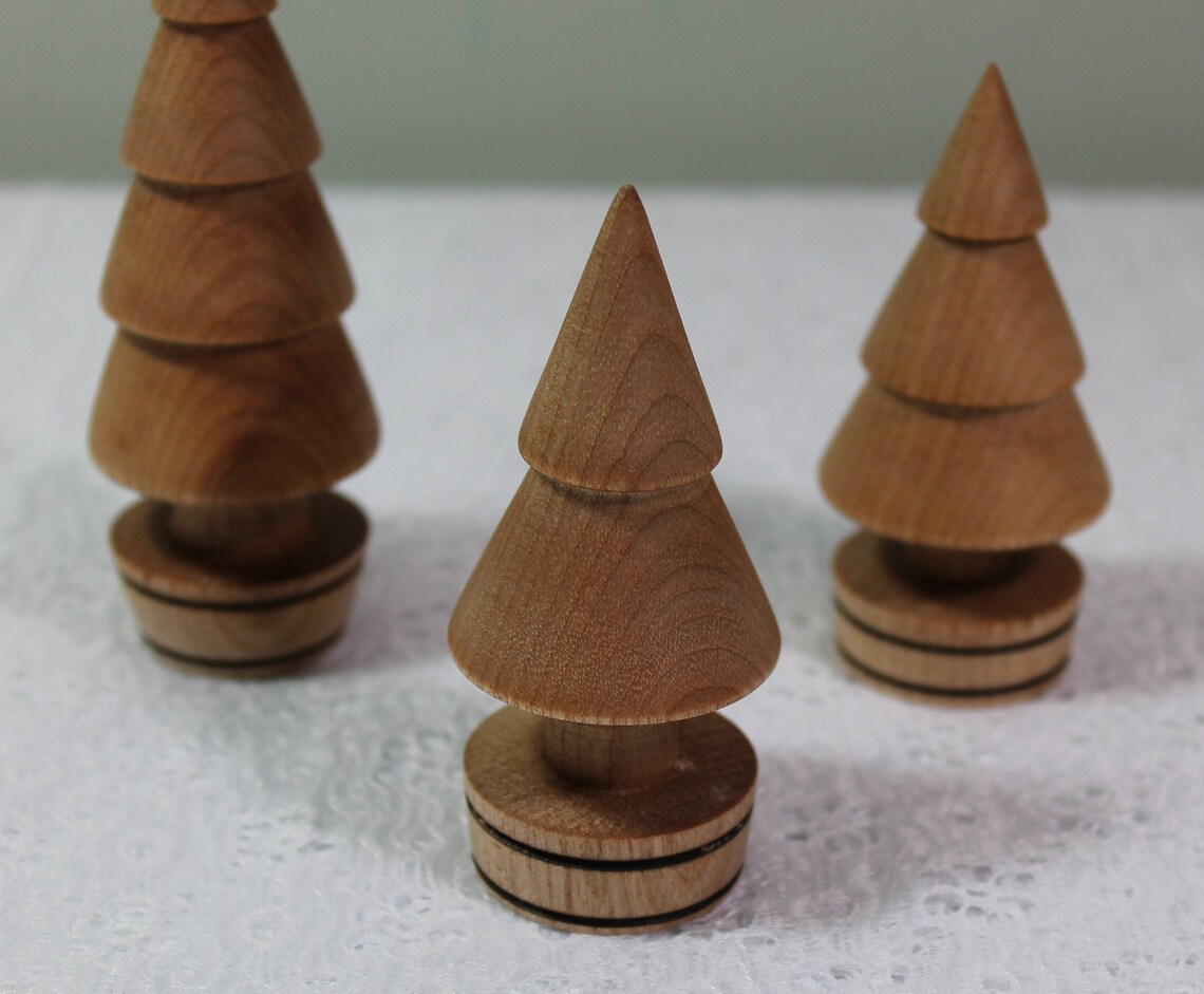 Wooden Trees Trio of Wood Trees Hand Turned Trees - Etsy
