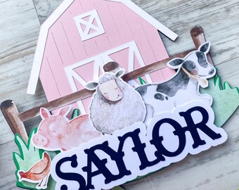 Pink Farm Cake Topper - Etsy