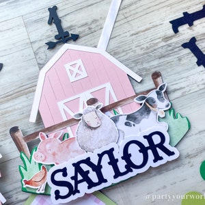 Mini Pink Barn Cake Topper With Age Glitter Farm Party Decor - Etsy