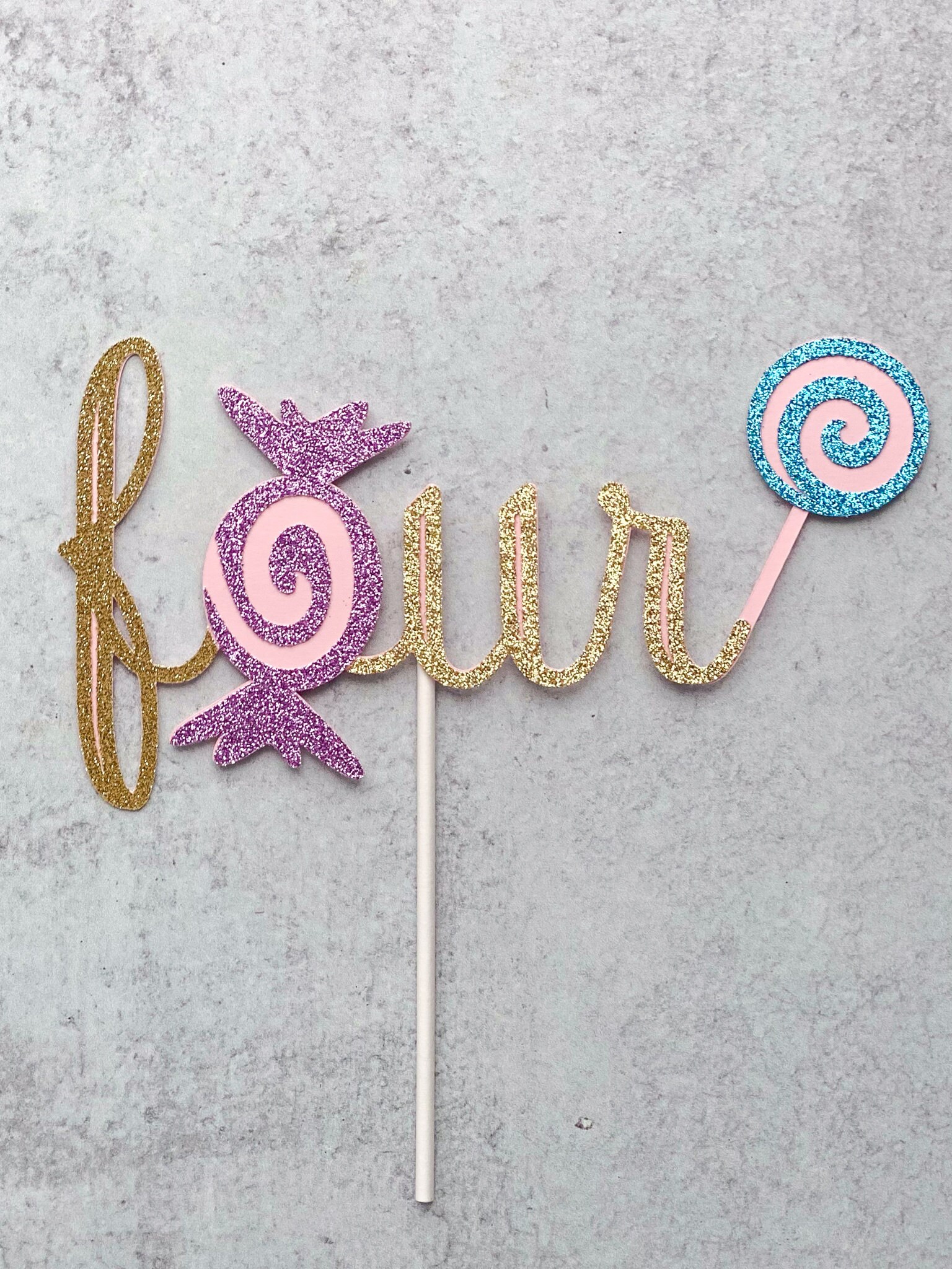 Candy FOUR Cake Topper 4th Sweet Birthday Party Decorations - Etsy
