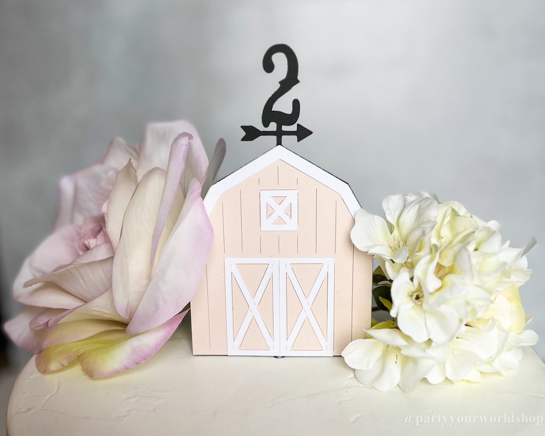 Mini Pink Barn Cake Topper With Age, Glitter Farm Party Decor - Etsy
