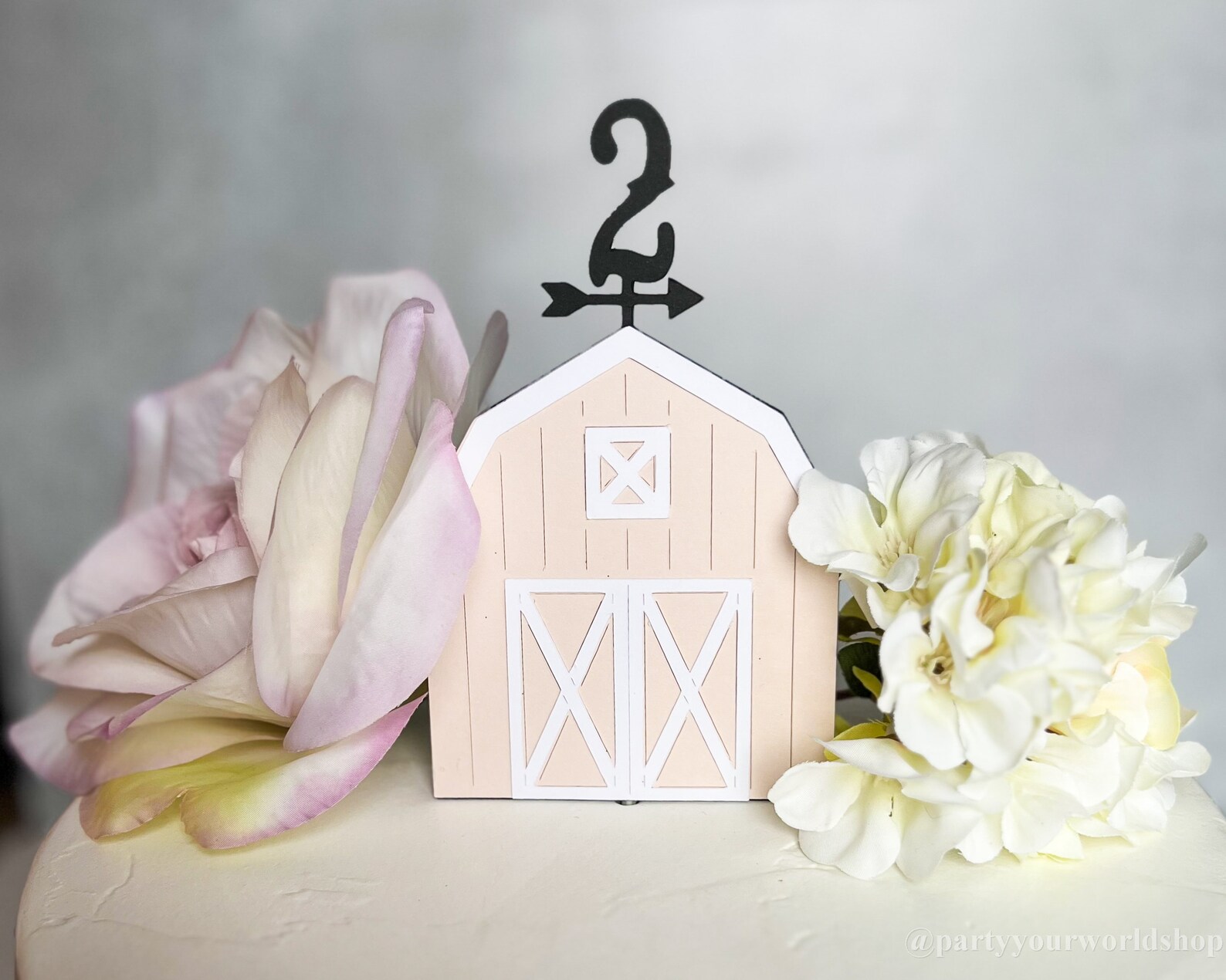 Mini Pink Barn Cake Topper With Age Glitter Farm Party Decor - Etsy
