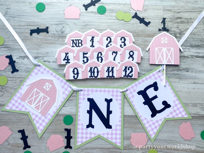 Mini Pink Barn Cake Topper With Age Glitter Farm Party Decor - Etsy