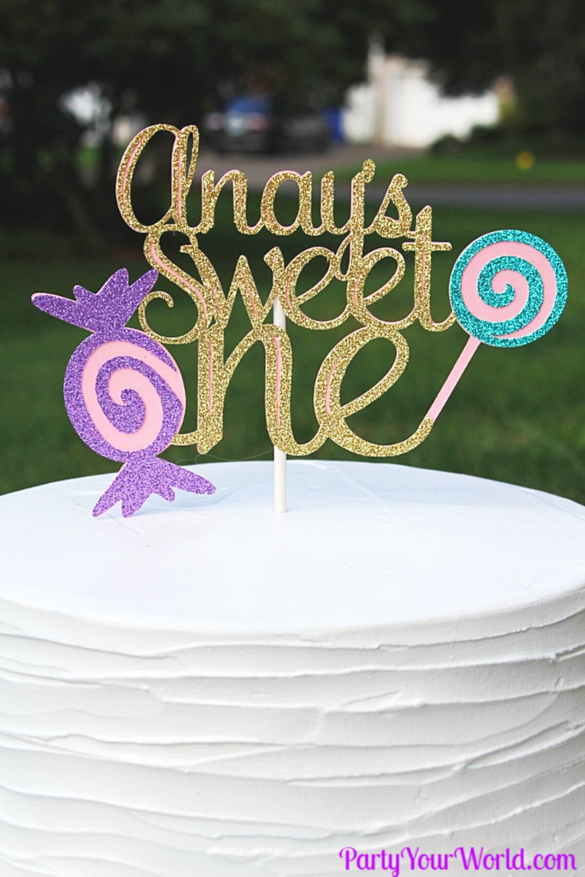 Personalized Candy Cake Topper Sweet One Birthday Party - Etsy