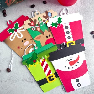 Holiday Latte Gift Card Holders, Christmas Character Paper Made Gift ...