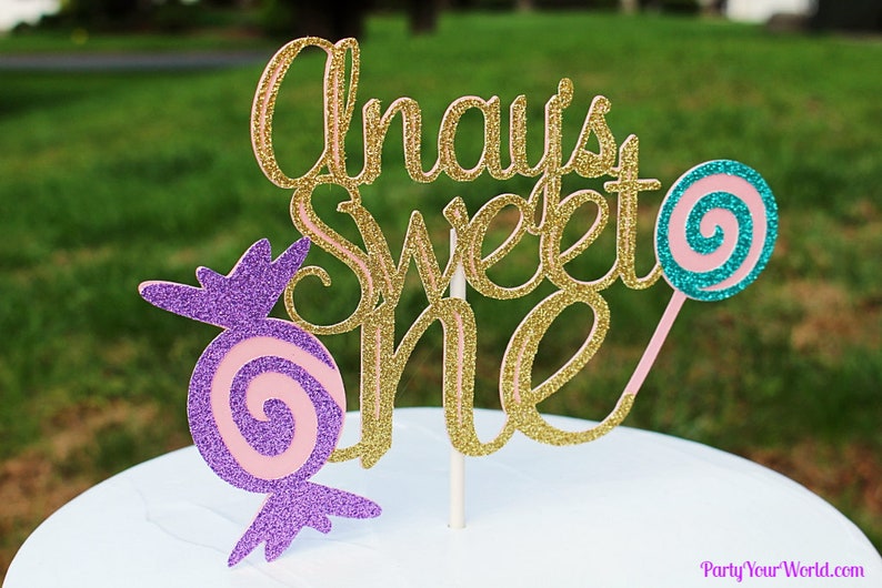 Personalized Candy Cake Topper Sweet One Birthday Party - Etsy