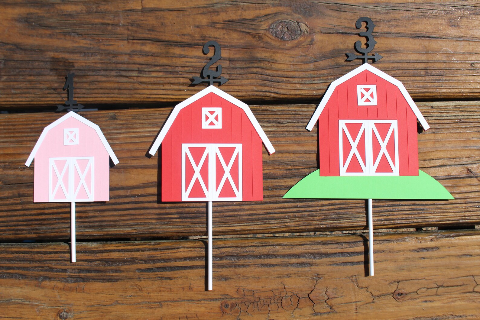 Mini Pink Barn Cake Topper With Age Glitter Farm Party Decor - Etsy