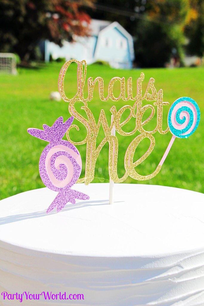 Personalized Candy Cake Topper Sweet One Birthday Party | Etsy