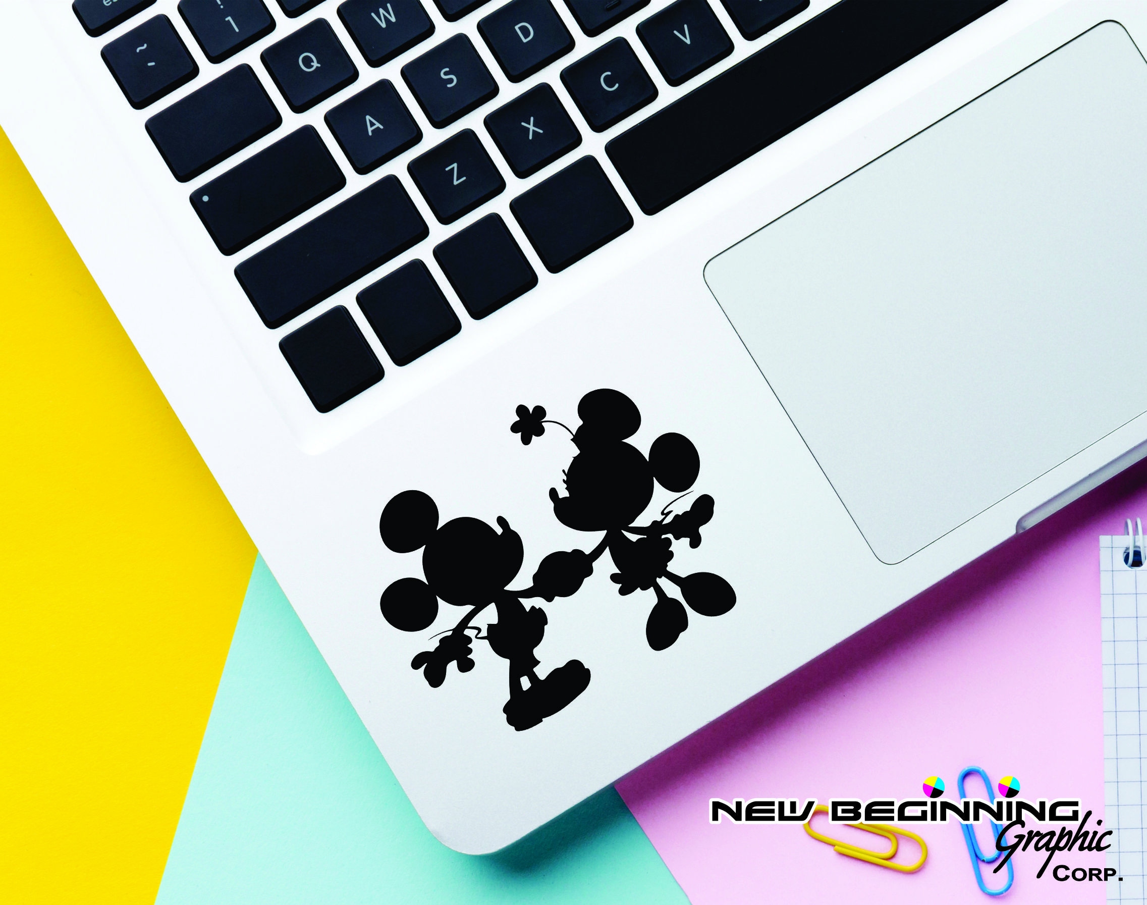 Disney Decal Mickey and Minnie Couple Laptop Stickers, Laptop Decal ...