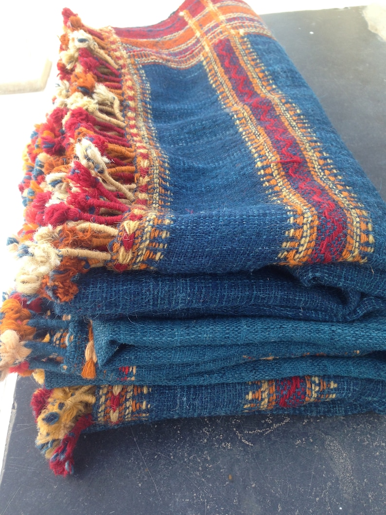 Handwoven Desi Wool indian Wool Indigo Shawls/throws From - Etsy