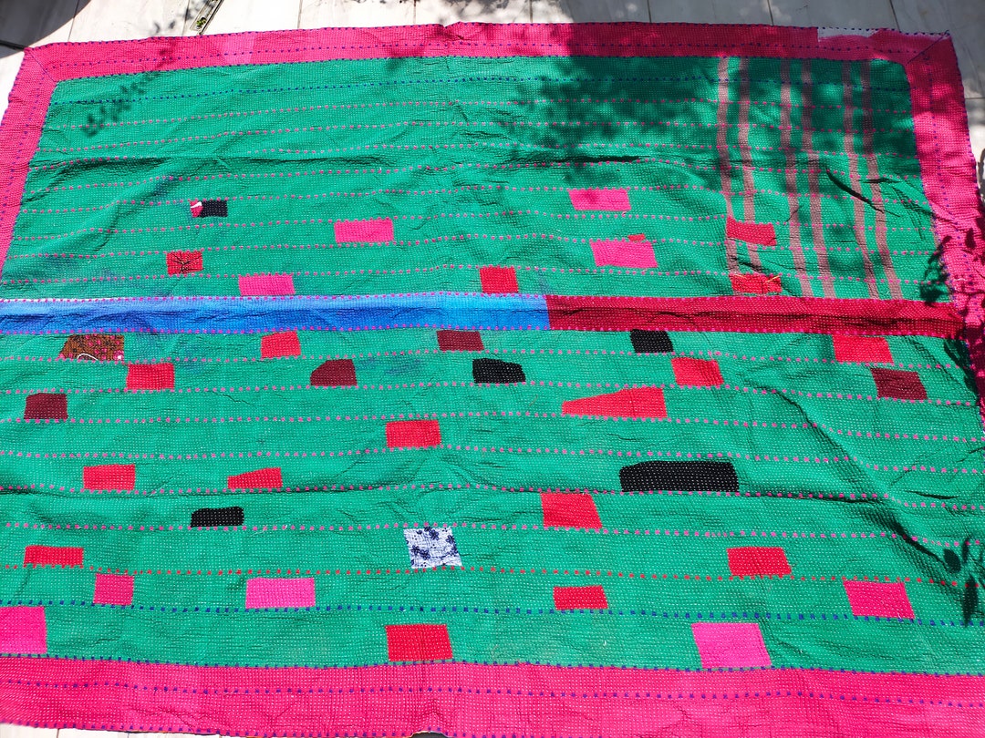 Vintage Bengali Kantha - Patchwork Kantha Blanket Quilt From India Made ...