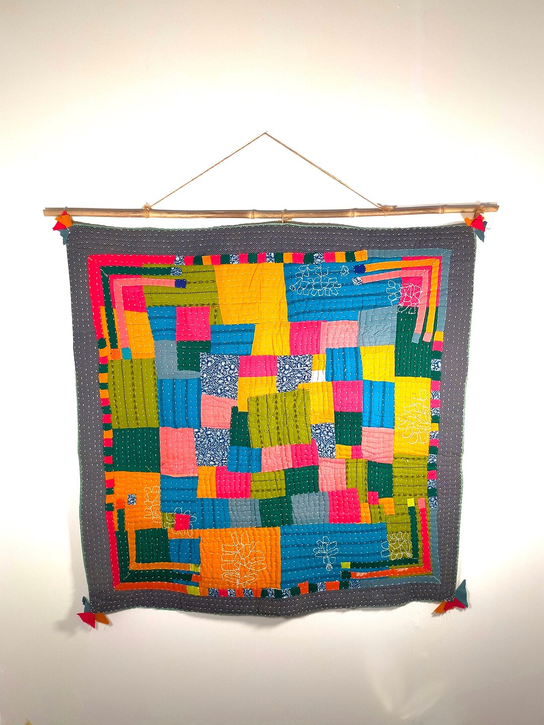 Siddi Kawandi Patchwork Babydecke oder Wandbehang Textilkunst ...