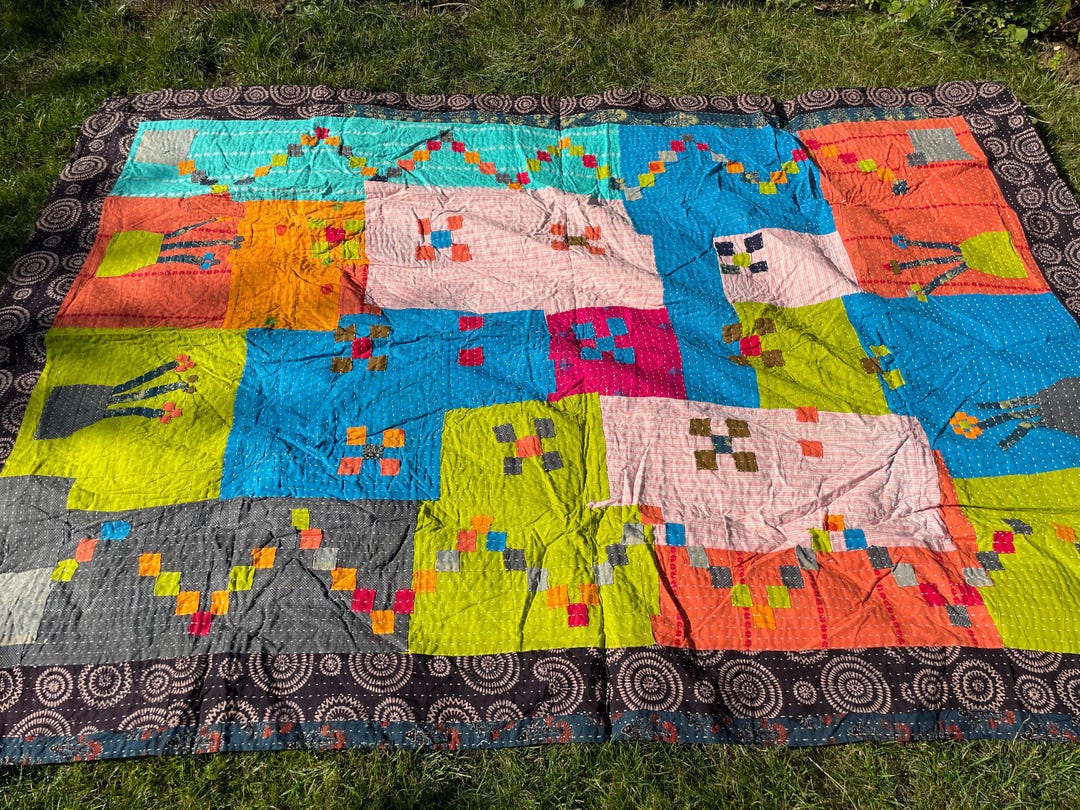 Siddi Tribal Patchwork Kantha Kawandi Kavand Quilted Blanket Made With ...