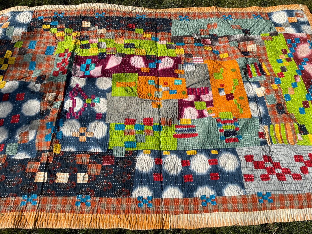 Siddi Kavand Tribal Patchwork Kantha Kawandi Quilted Blanket Made With ...