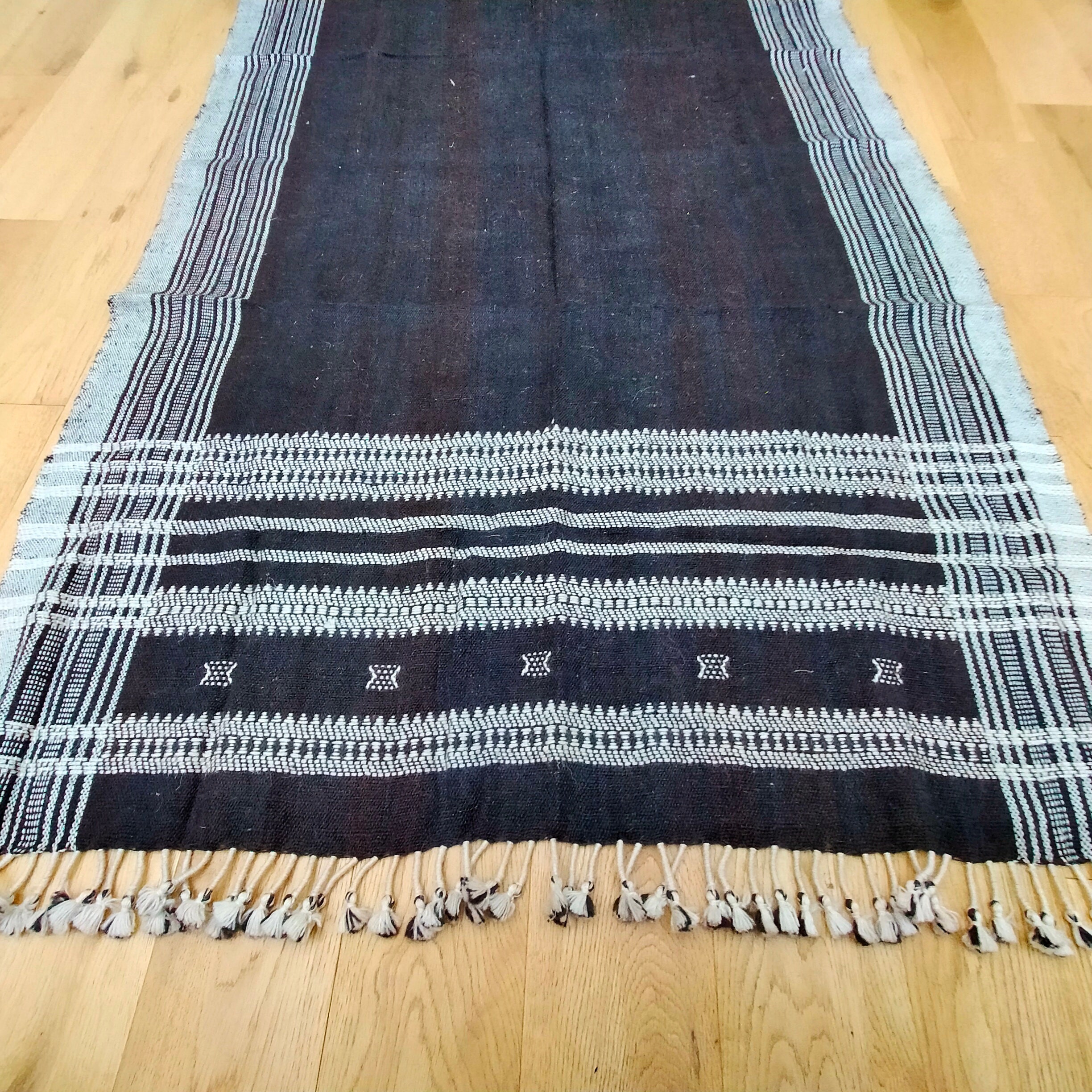 Handloom Desi Wool (indian Wool) Shawls/throws From Kutch. Dark Brown ...