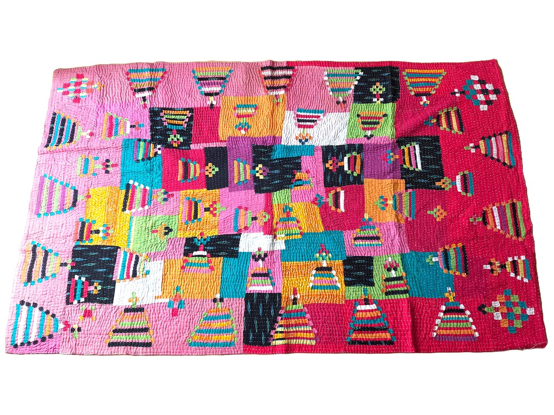 Siddi Kawandi - A Patchwork Kantha Single Quilt or Throw, Made With ...