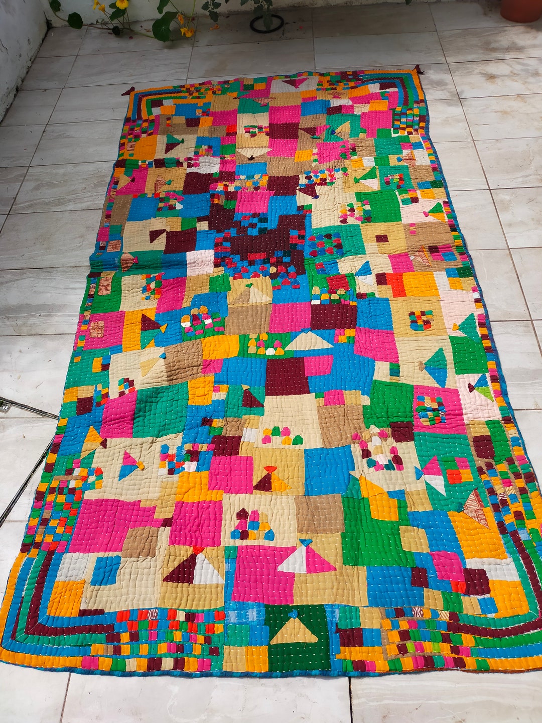 Siddi Tribal Patchwork Kawandi Quilted Blanket From India - Etsy