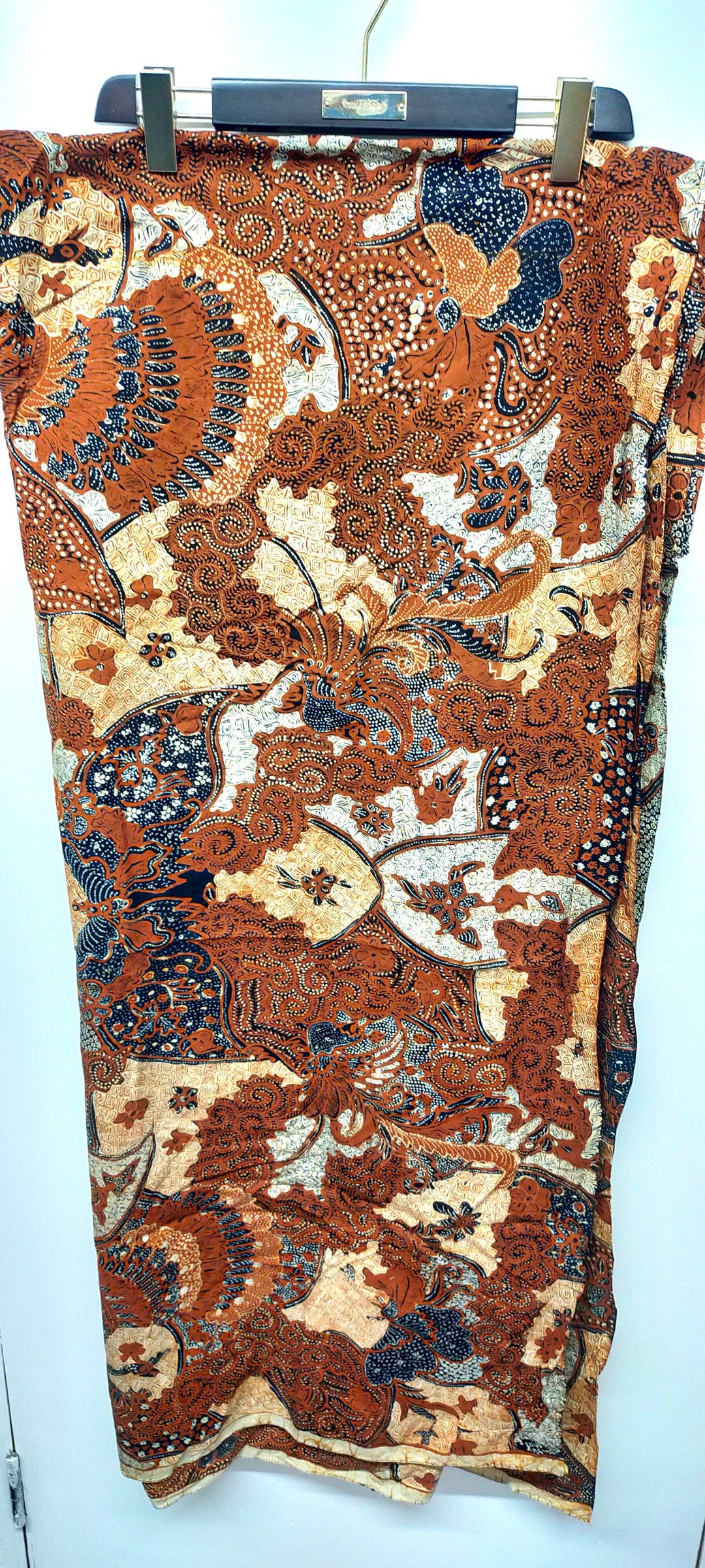 Large Vintage Javanese Naturally Dyed Indonesian Batik Shawl, Tulis ...