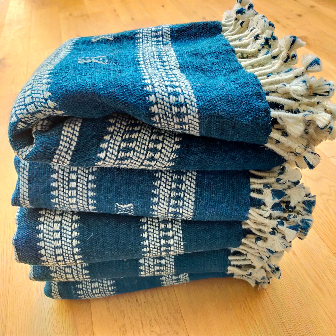 Handwoven Desi Wool indian Wool Indigo Shawls/throws From - Etsy