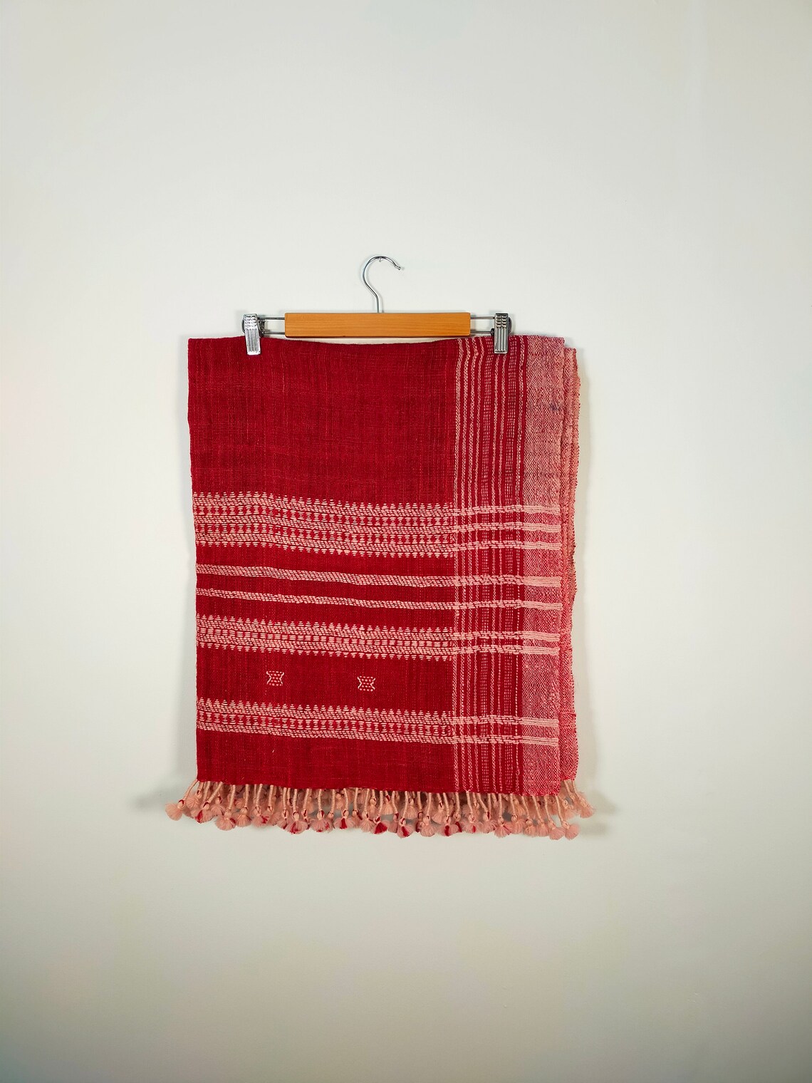 Handwoven Desi Wool (indian Wool) Red Scarf or Throw From Kutch Gujarat ...