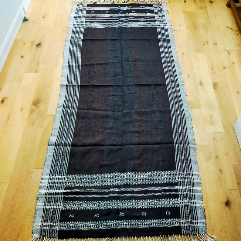 Handloom Desi Wool (indian Wool) Shawls/throws From Kutch. Dark Brown ...