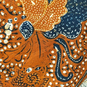 Large Vintage Javanese Naturally Dyed Indonesian Batik Shawl, Tulis ...