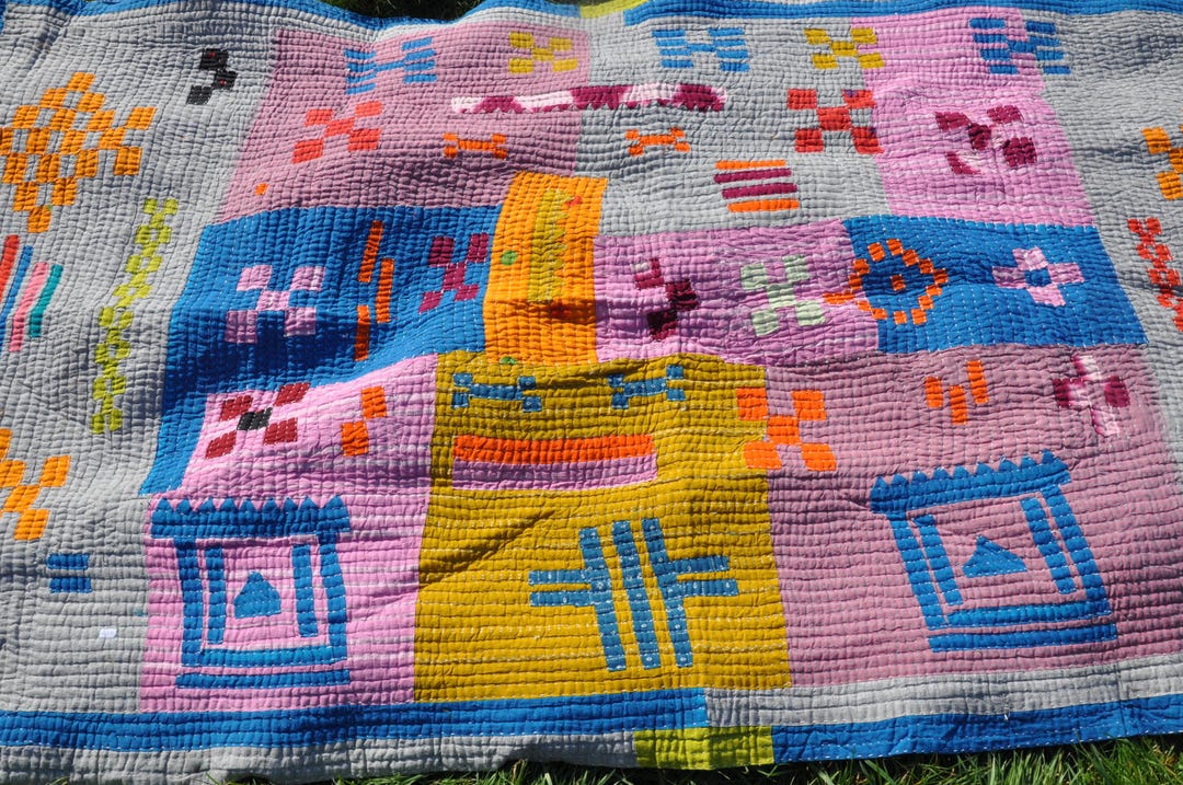 Authentic Siddi Kawandi Quilt | Hand-stitched Indian Patchwork Blanket ...