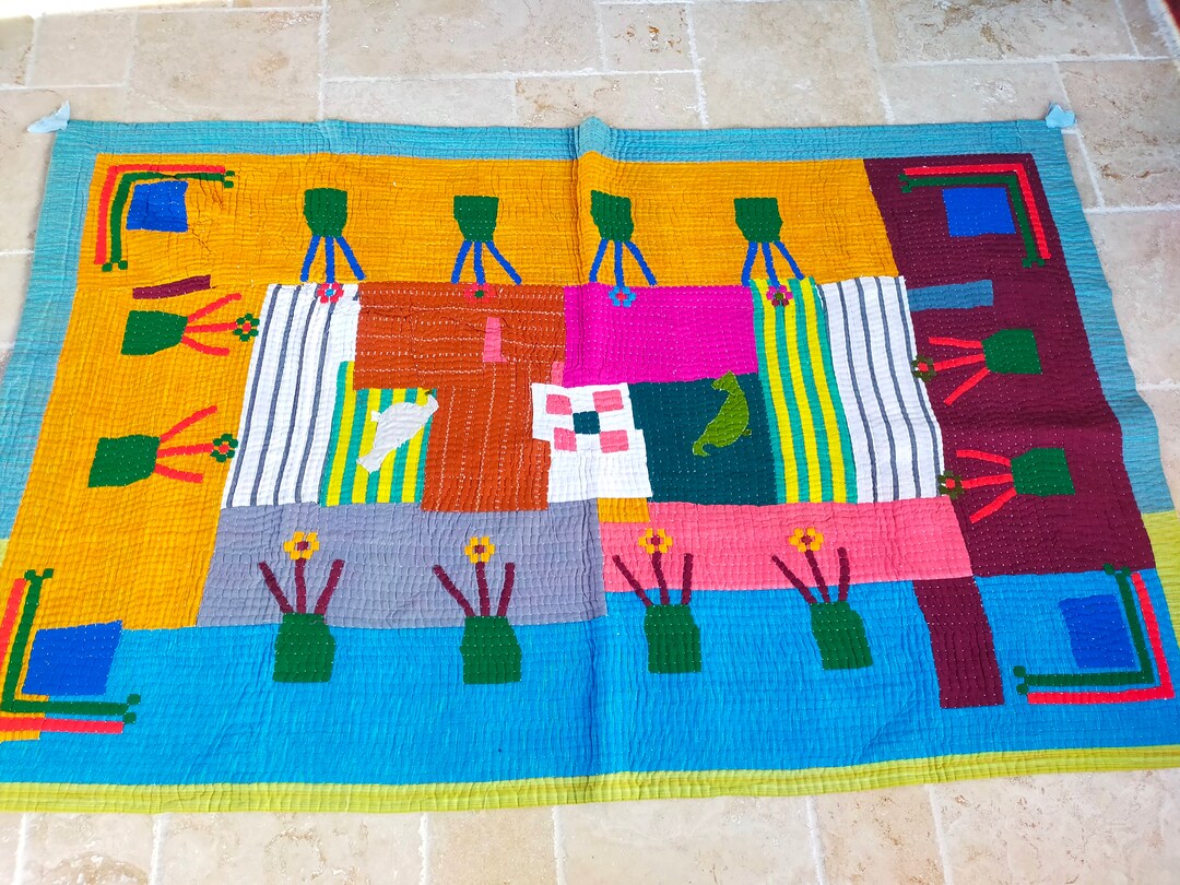 Hand-stitched Siddi Kawandi Patchwork Quilt Made With Recycled Cotton ...