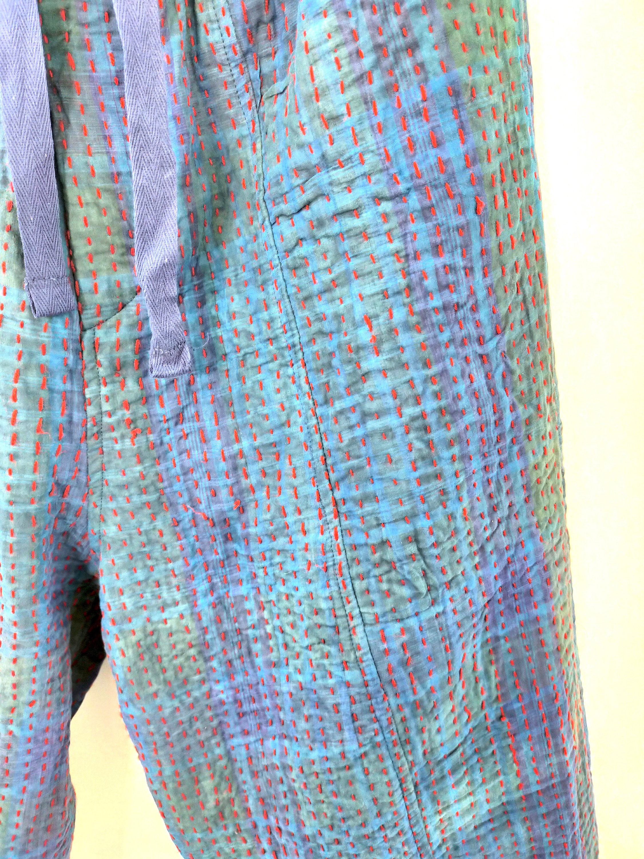 Indigo Vintage Cotton Patchwork Kantha Elasticated Trousers Pants ...