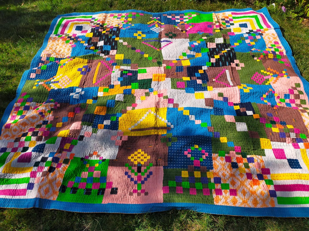 Siddi Tribal Patchwork Kantha Kawandi Kavand Quilted Blanket Made by ...